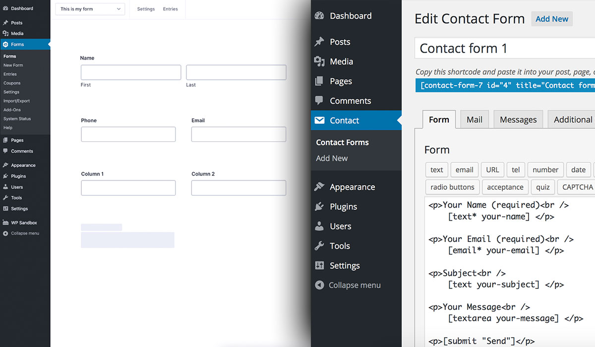 Gravity Forms vs Contact Form 7: Pros and Cons Compared