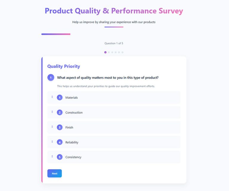 Survey Questions About Product Quality & Performance